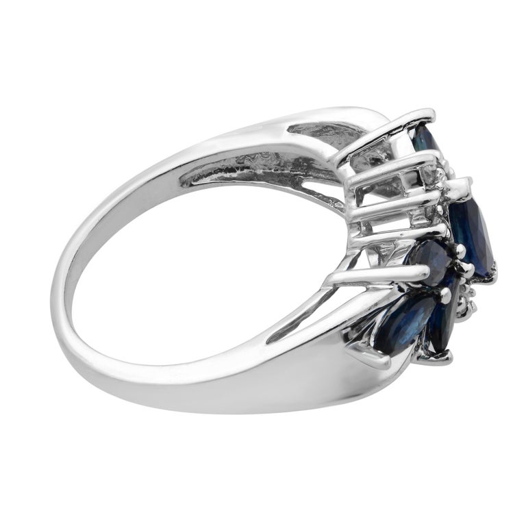 Rachel Koen Sapphire 1.0cttw Diamond 0.1cttw Cocktail Ring 14K White ...