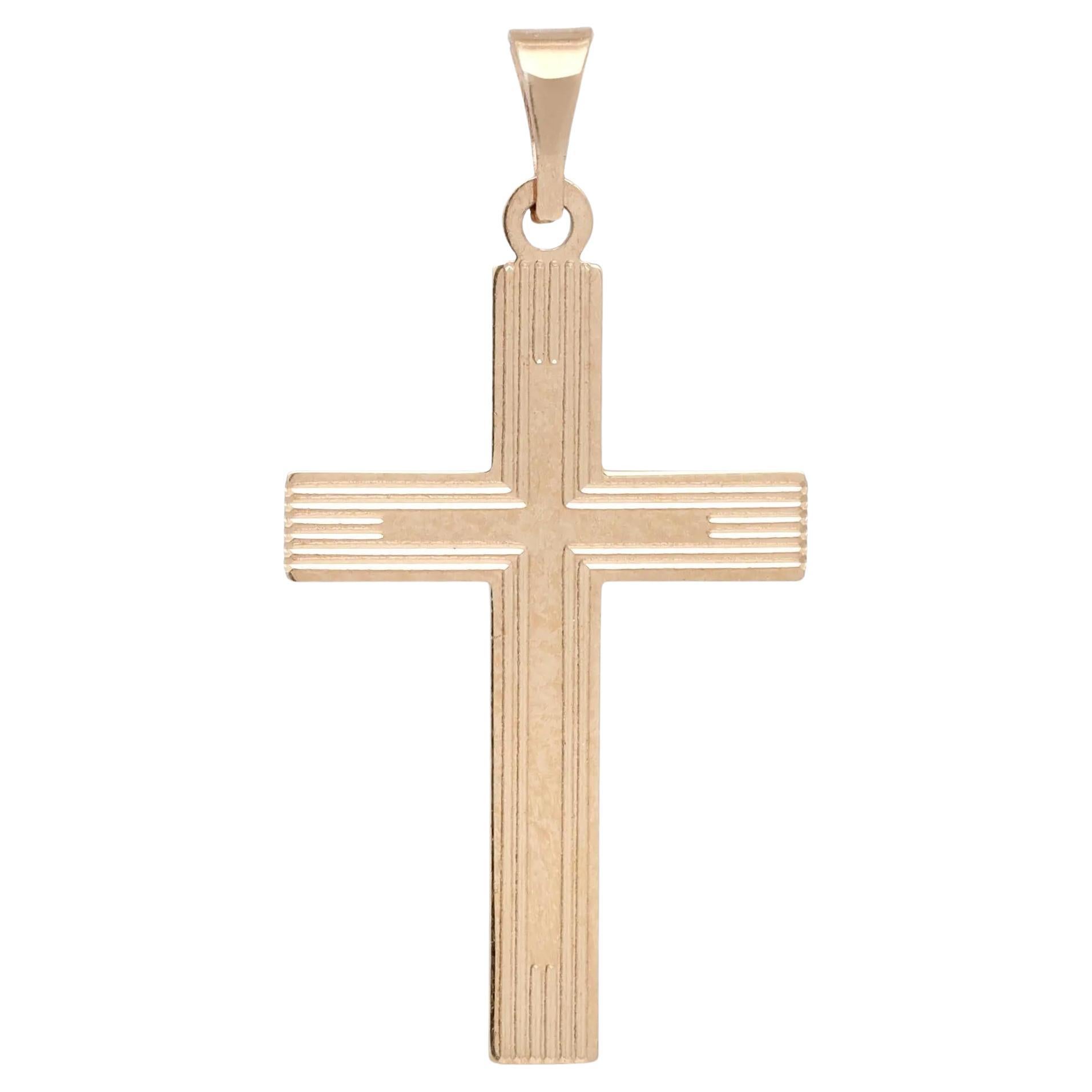 Rachel Koen Two Tone Striped Cross Pendant 14k Yellow and White Gold ...