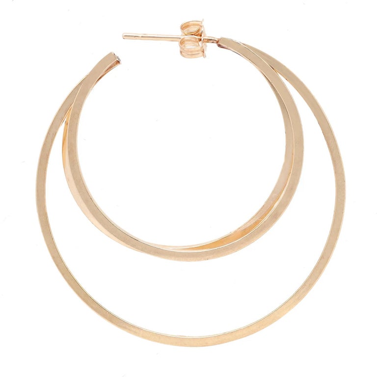 Rachel Koen Three Row Hollow Hoop Earrings 14k Yellow Gold For Sale at ...