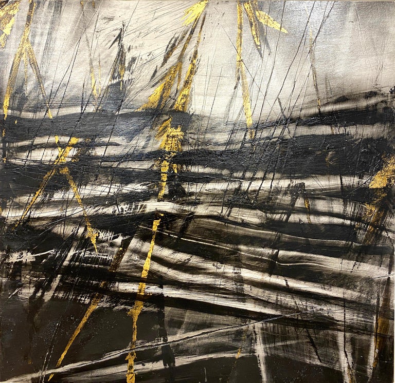 Rachel Kohn - Ground Gradation II, black, white and gold monochrome ...