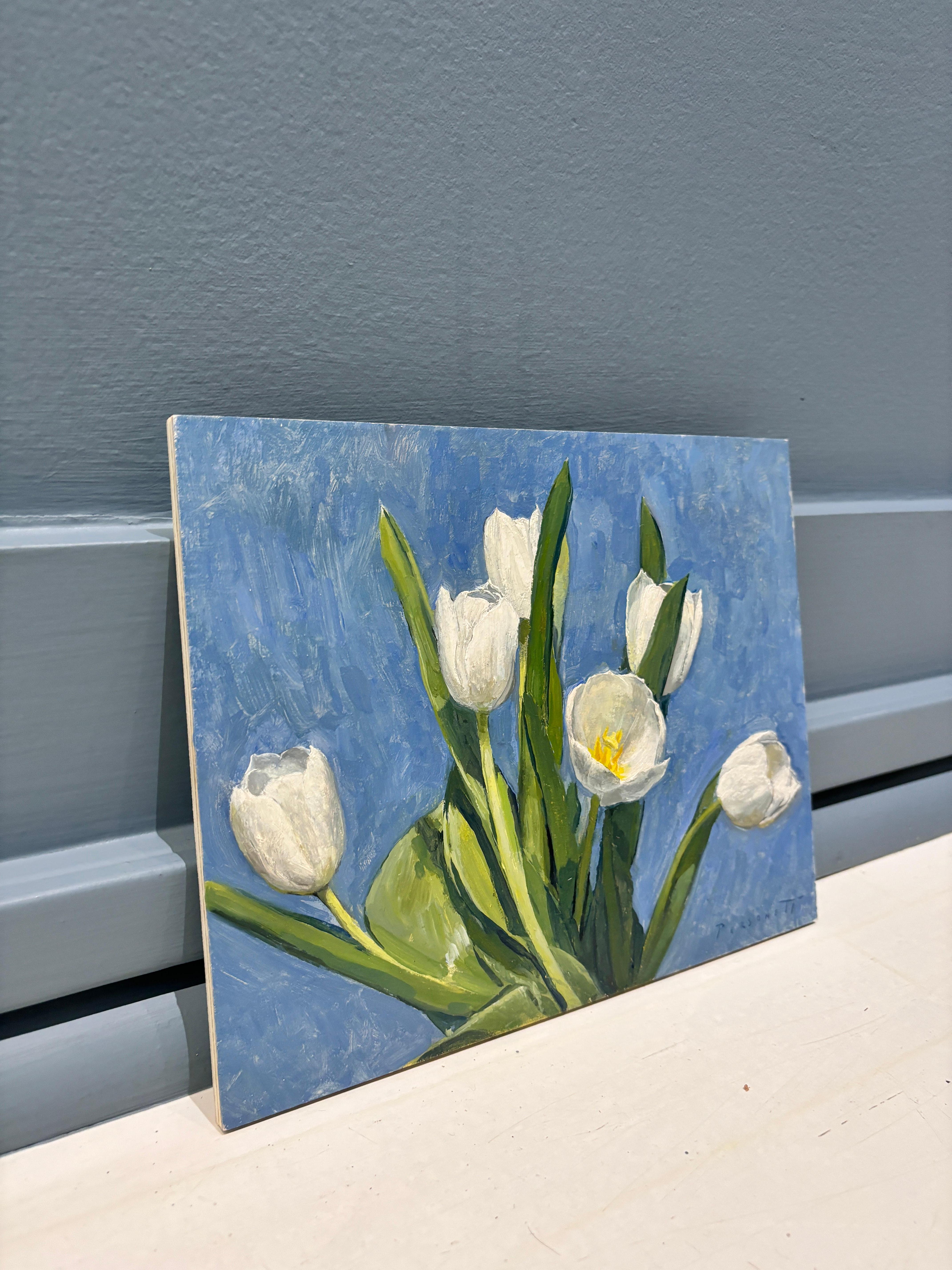 Rachel Personett - ”White Tulips” oil painting, of spring flowers on ...