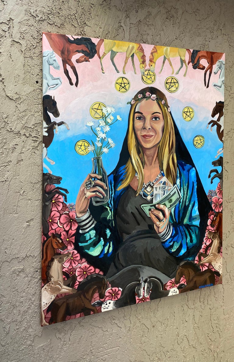 Rachel Srinivasan - Princess of Pentacles, Oil Painting For Sale at 1stDibs
