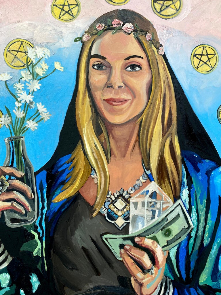 Rachel Srinivasan - Princess of Pentacles, Oil Painting For Sale at 1stDibs