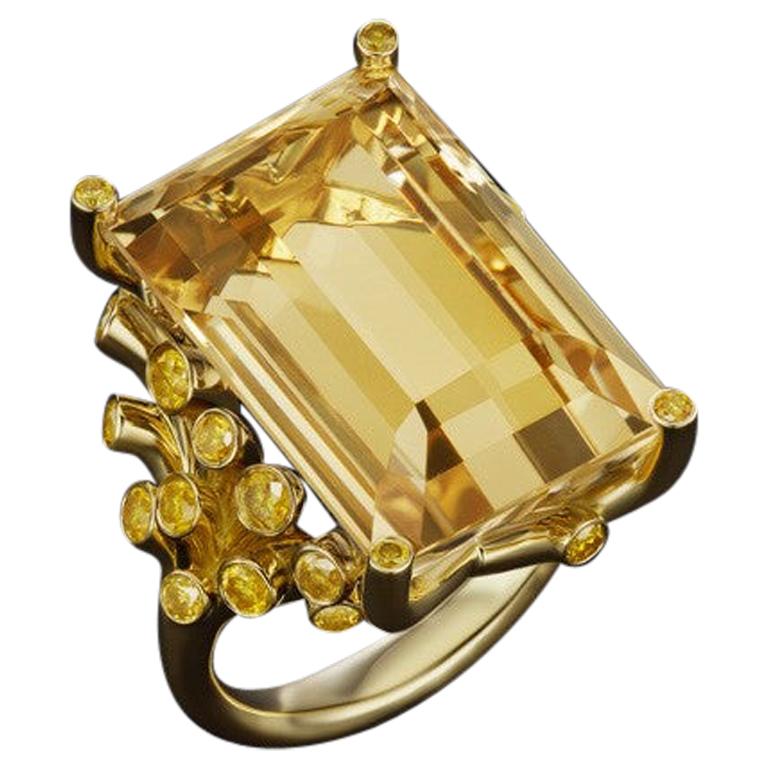 JAG New York Yellow Diamond Leaf Ring in 18K Yellow Gold For Sale at ...