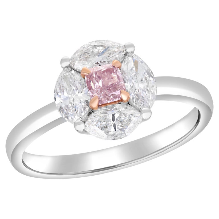 Radiant 0.26 Carat Fancy Pink Diamond Cocktail Ring Set in 18k Gold For ...