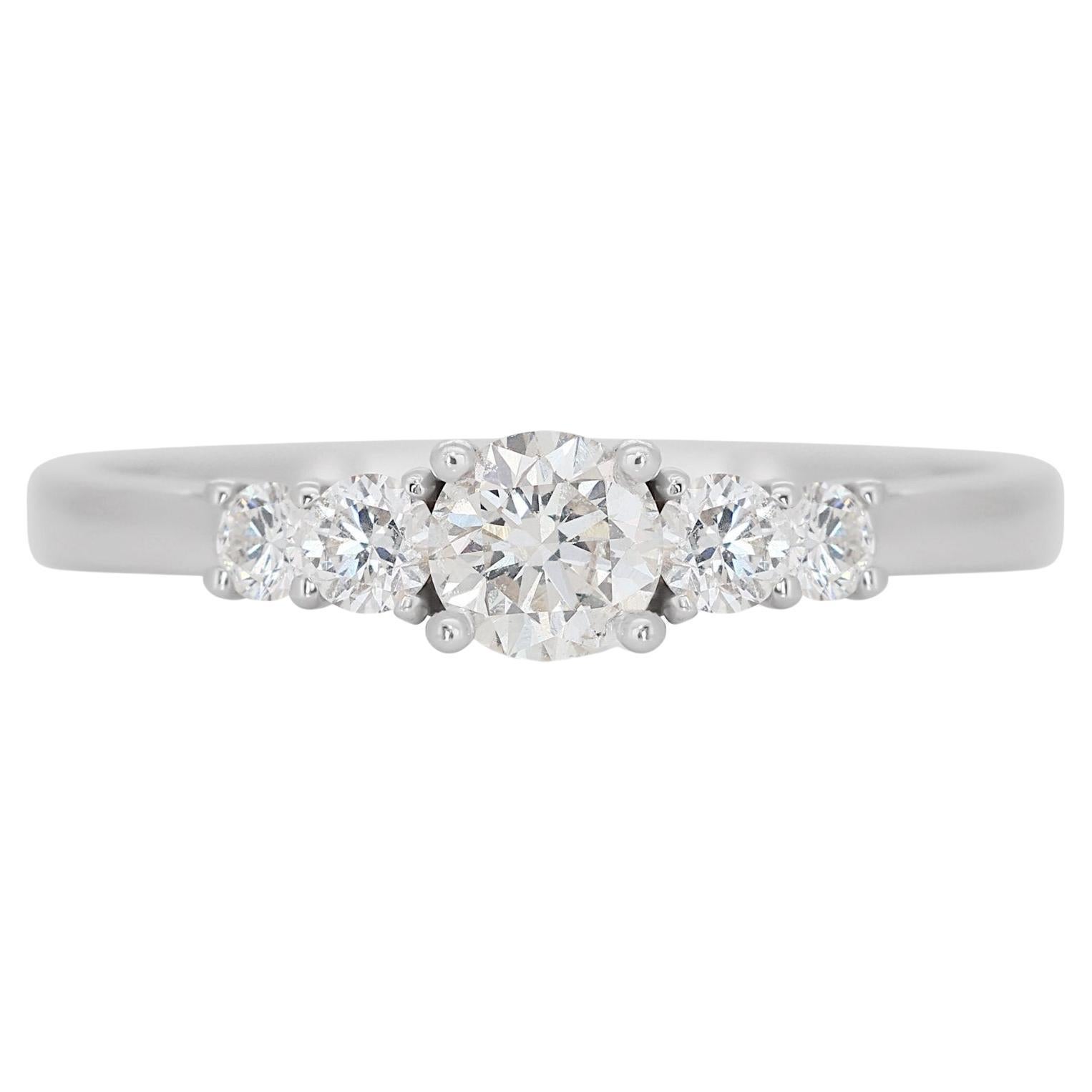 Stunning 0.58ct Triple Excellent Ideal Cut Diamonds 5-Stone Ring For ...