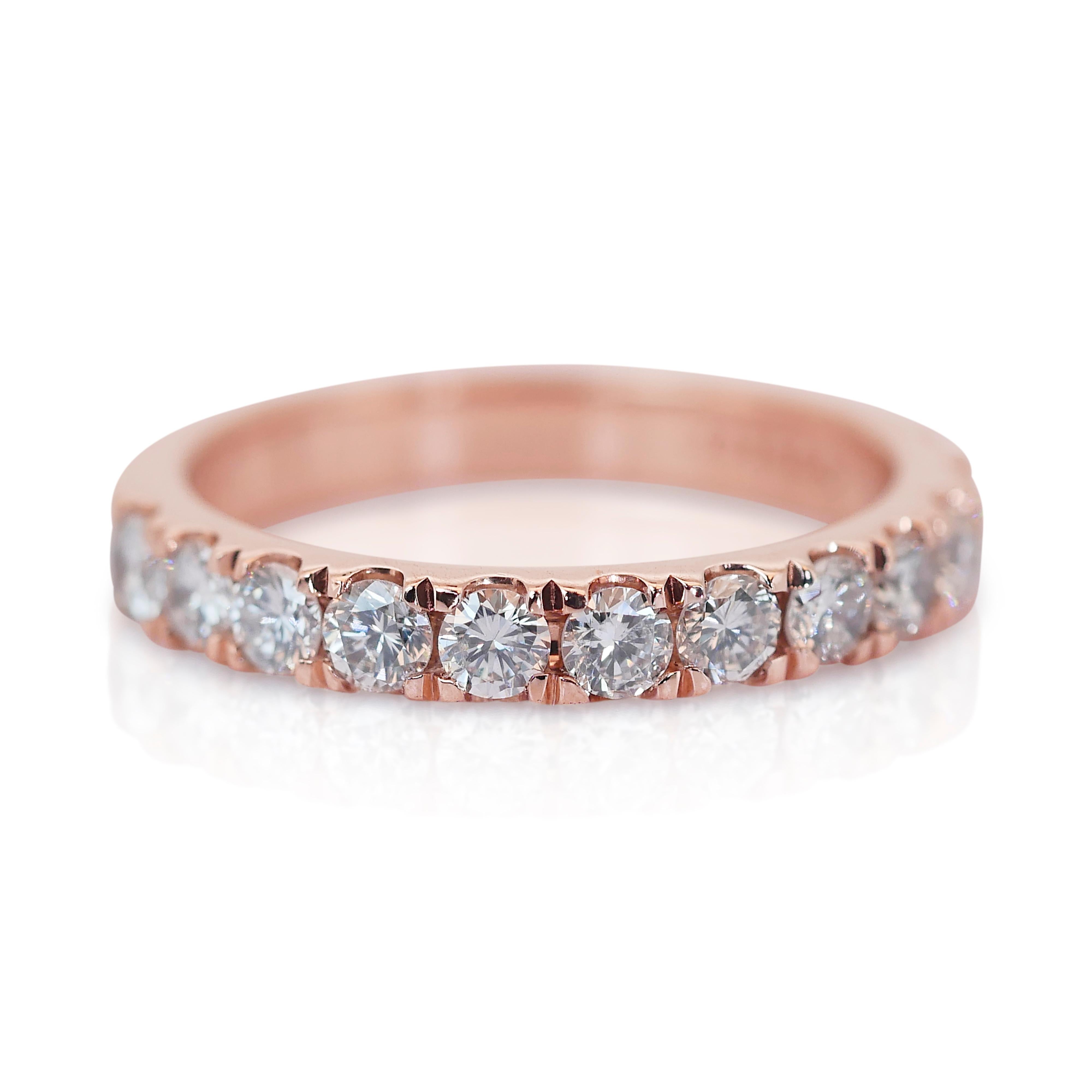Radiant 1.02ct Diamonds Half Eternity Ring in 14k Rose Gold - IGI ...