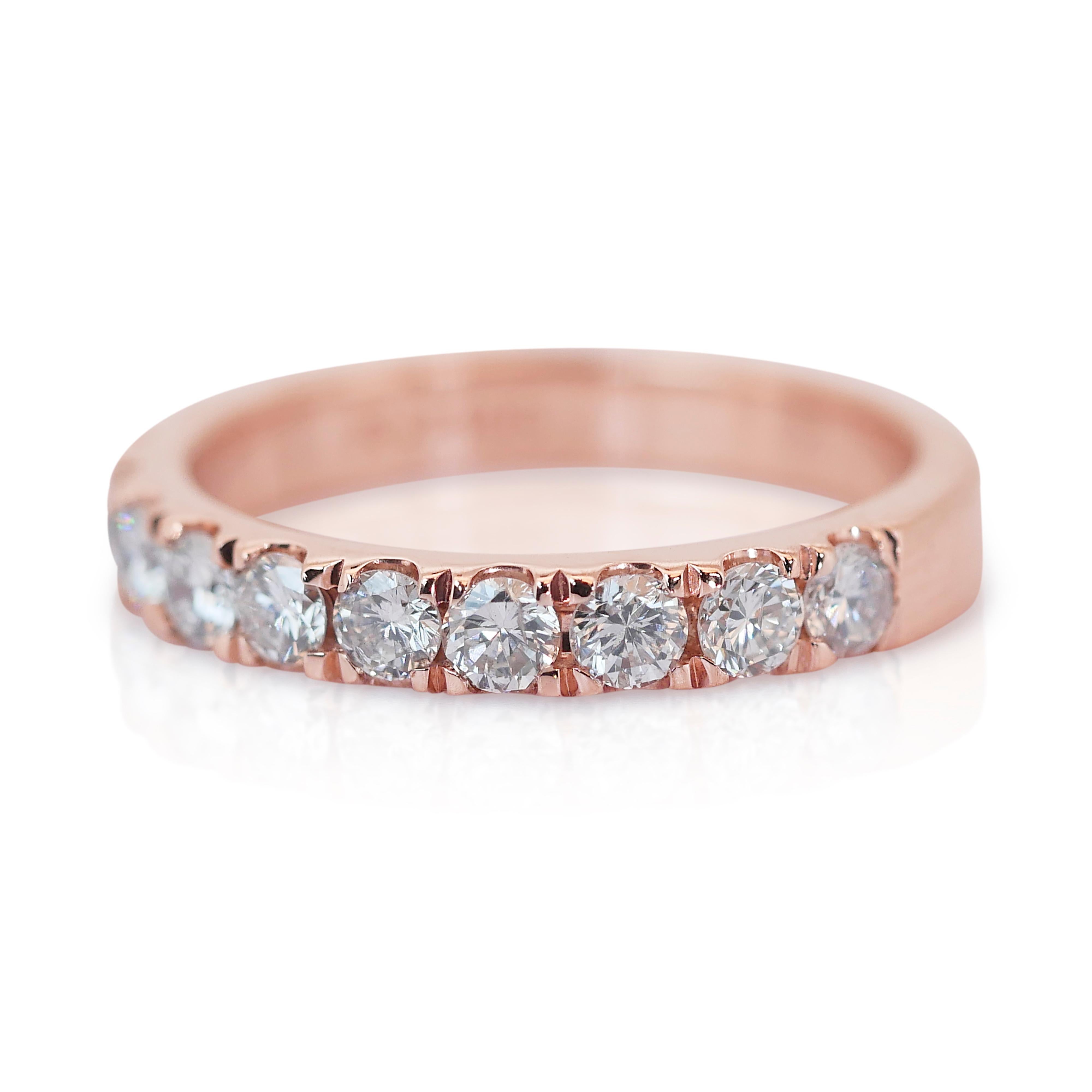 Radiant 1.02ct Diamonds Half Eternity Ring in 14k Rose Gold - IGI ...