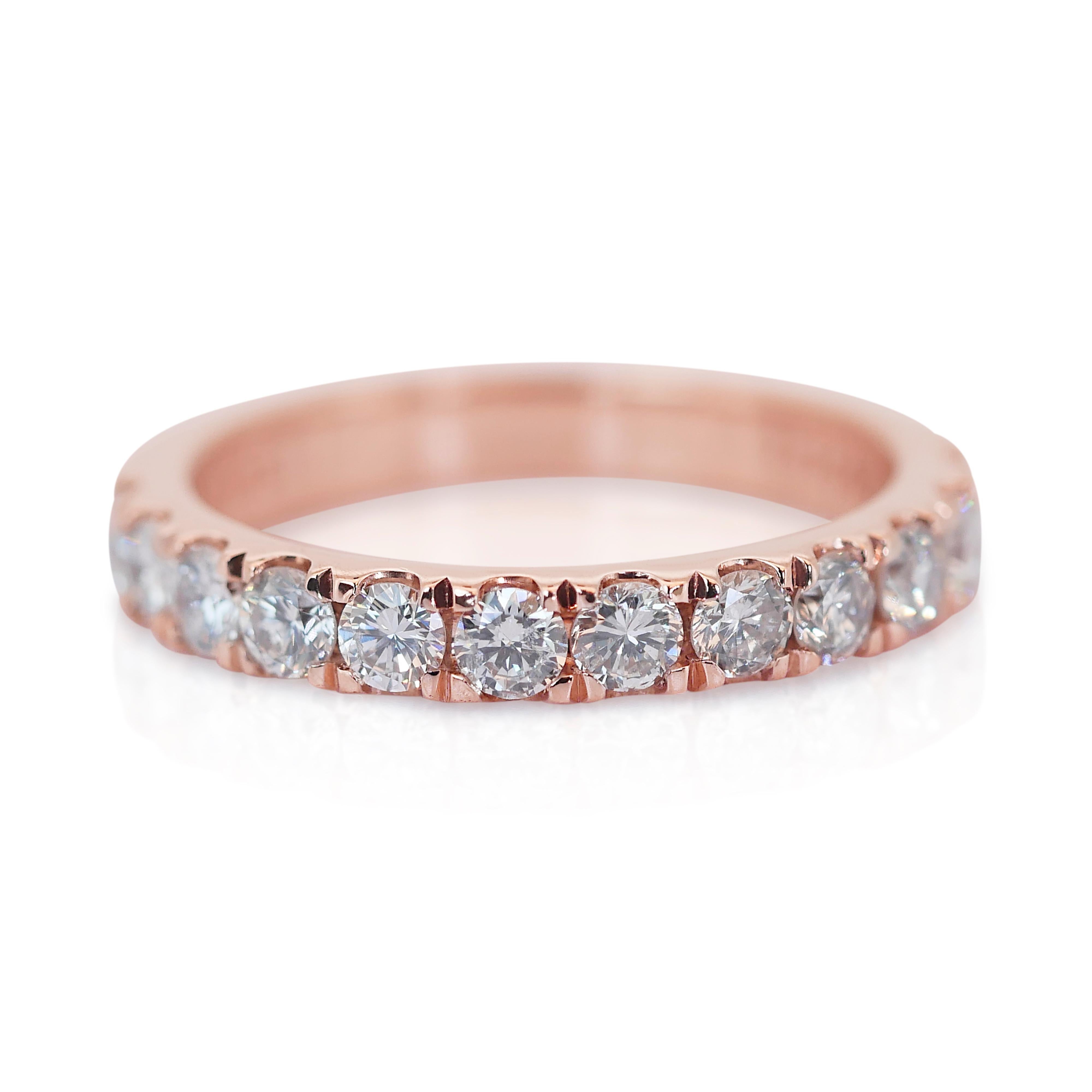 Radiant 1.02ct Diamonds Half Eternity Ring in 14k Rose Gold - IGI ...