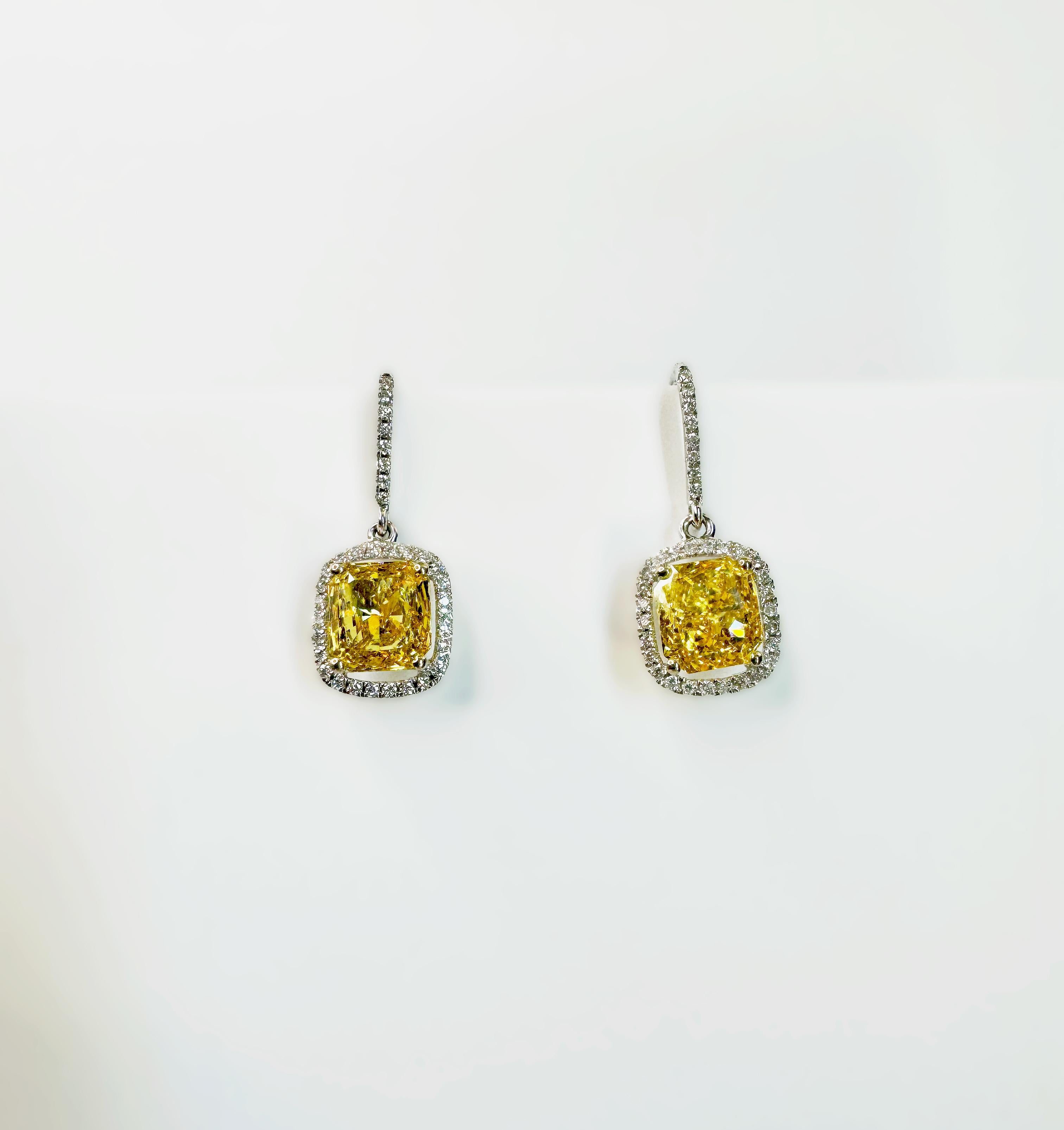 Radiant-cut 2.04 Carat Total Weight Fancy Vivid Yellow Diamond Drop ...