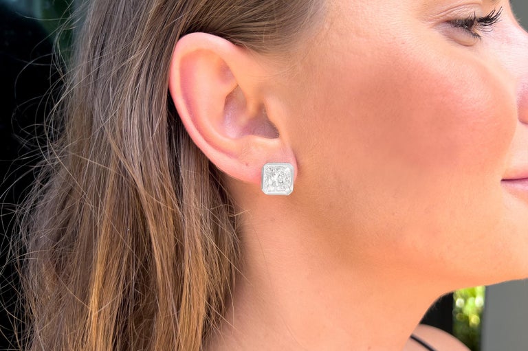 Radiant Cut Diamond Earrings 5+ Carat Each at 1stDibs