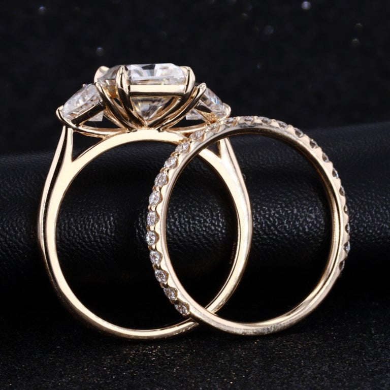 Customizable Radiant Cut Diamonds Engagement Ring Set Diamonds Bridal ...