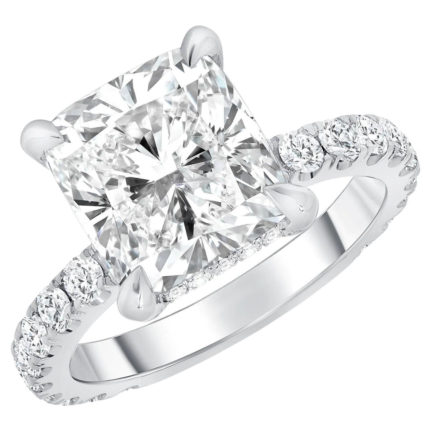 Customizable Radiant Cut Natural Diamond Engagement Ring Hidden Halo ...