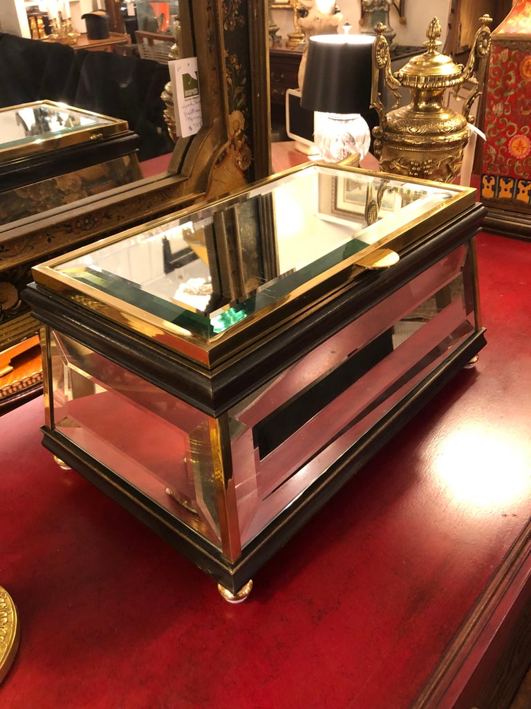 Radiant Mirrored Box with Brass Details at 1stDibs