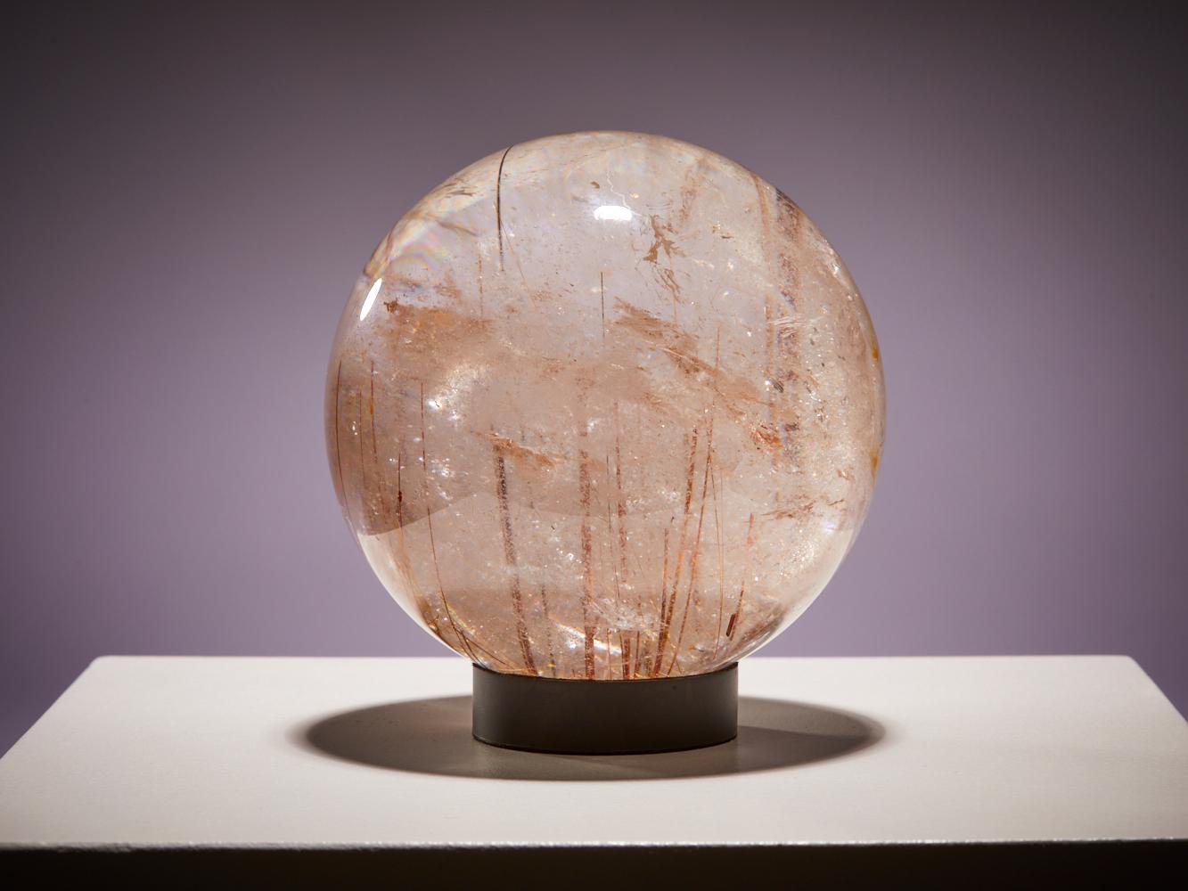 Radiant Rutilated Quartz Sphere: A Brazilian Marvel For Sale at 1stDibs