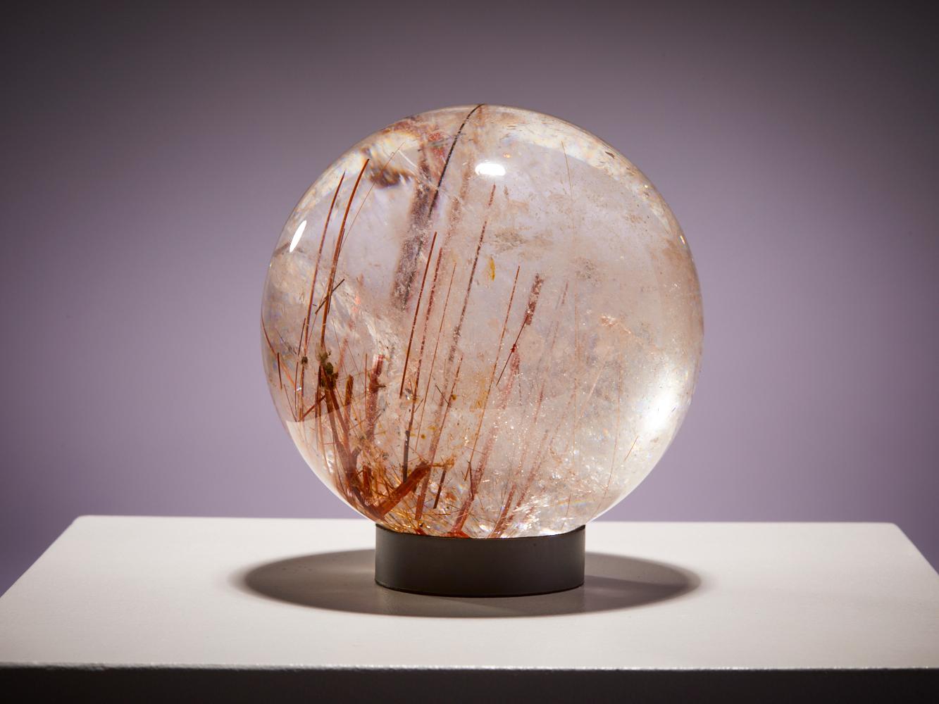 Radiant Rutilated Quartz Sphere: A Brazilian Marvel For Sale at 1stDibs