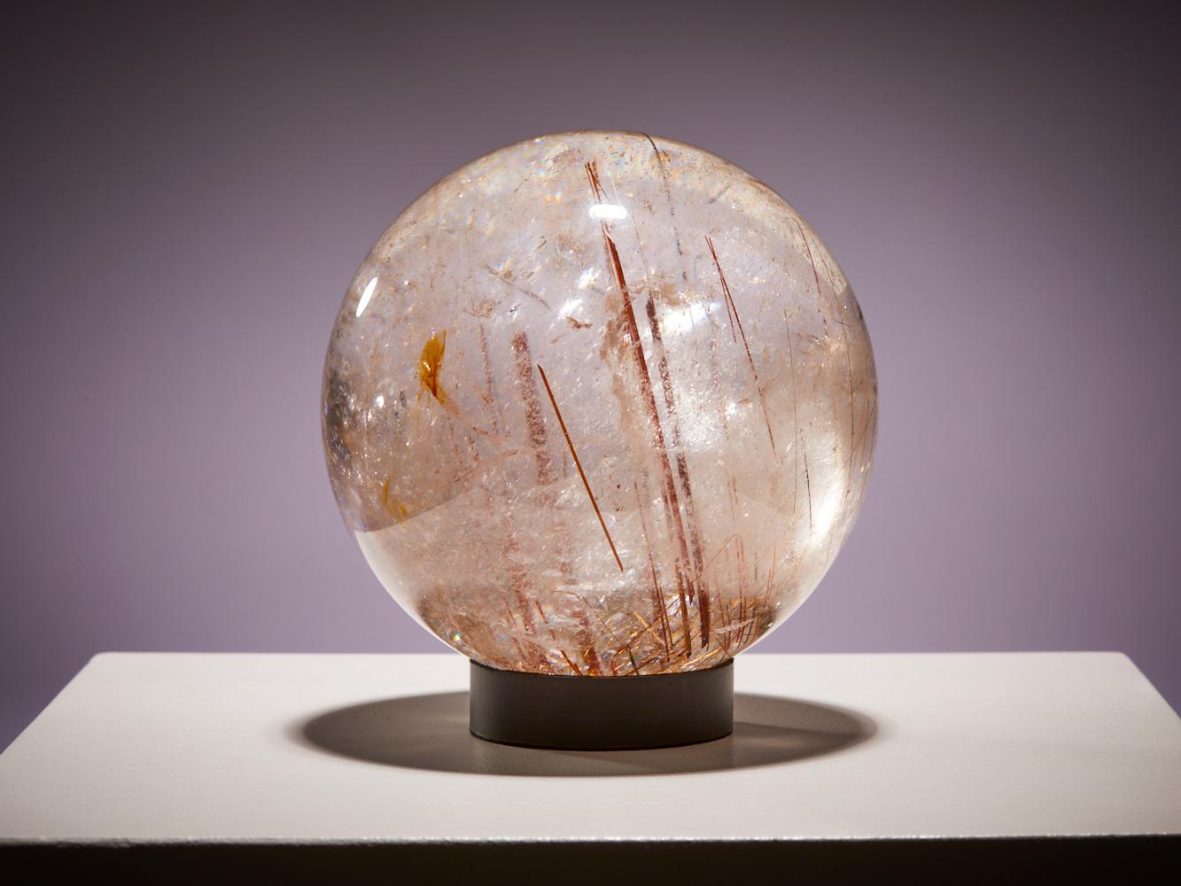Radiant Rutilated Quartz Sphere: A Brazilian Marvel For Sale at 1stDibs