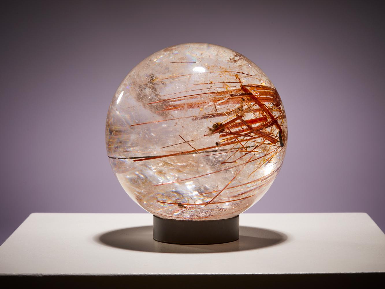 Radiant Rutilated Quartz Sphere: A Brazilian Marvel For Sale at 1stDibs