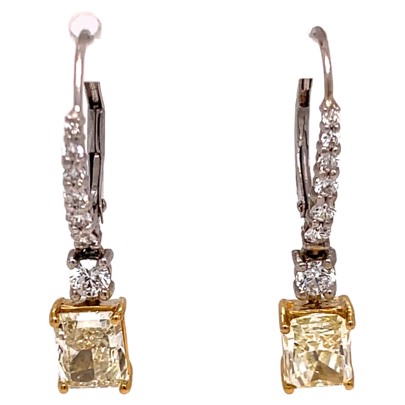Gold and Diamond Dangle Earrings at 1stDibs