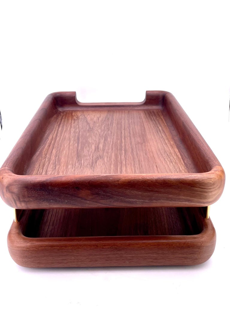 Woodline 6500 Double Letter Desk Tray in Walnut and Brass For Sale at ...