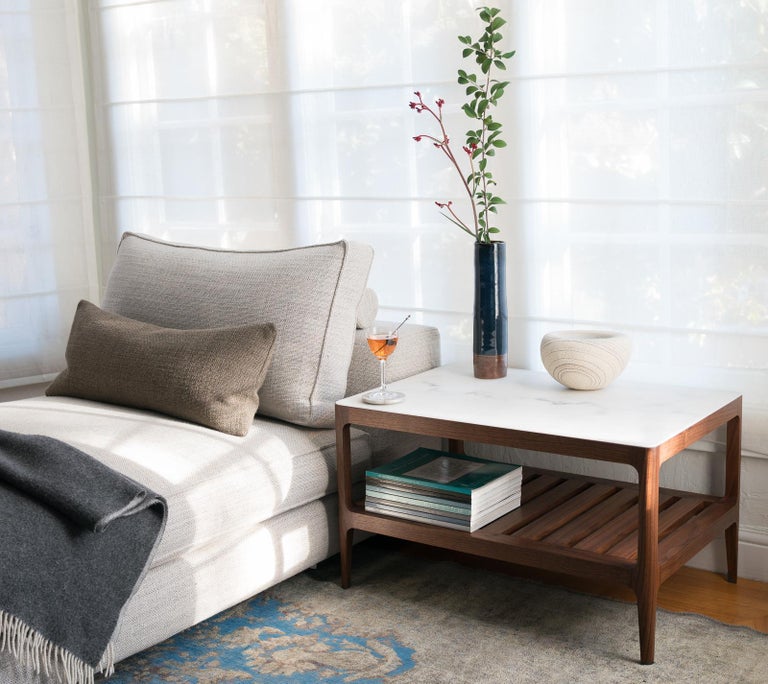 Customizable Radius Side Table in Walnut with Brass Details by Munson ...