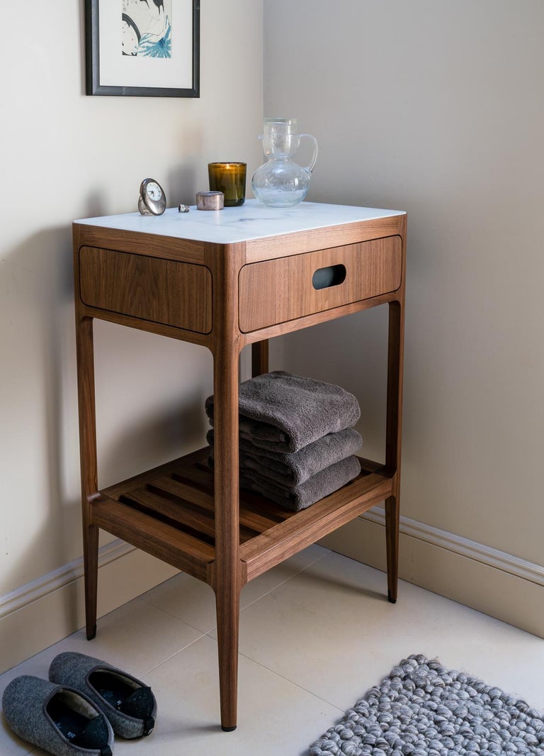 Customizable Single Drawer Side Table in Walnut by Munson Furniture For ...