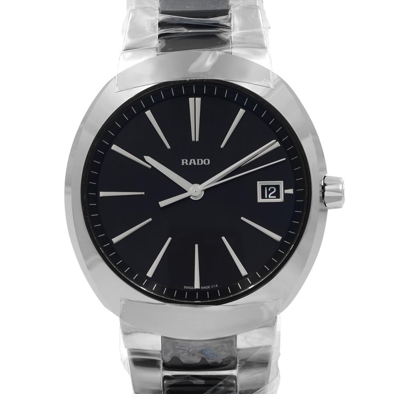 Rado D-Star XL Black Dial Stainless Steel Ceramic Quartz Men's Watch ...
