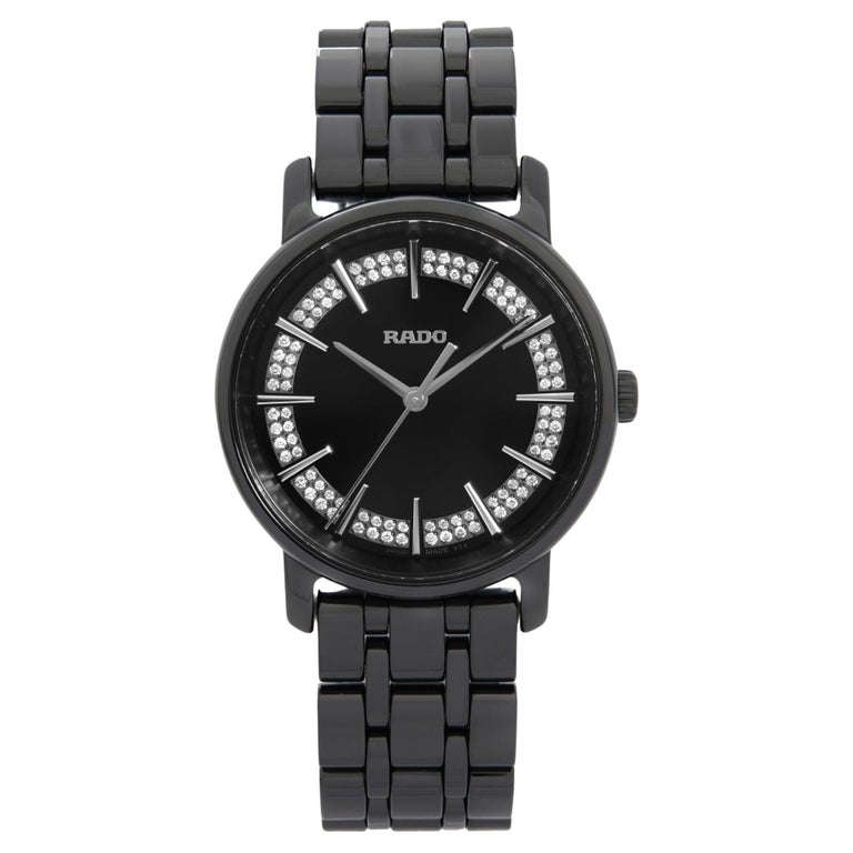 Rado Diamaster Ceramic Diamond Black Dial Quartz Ladies Watch R14063727 ...