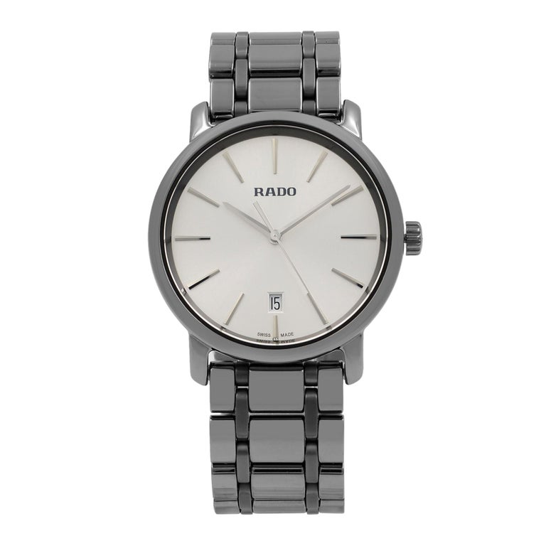 Rado Diamaster High-Tech Ceramic Silver Sticks Dial Quartz Men’s Watch ...