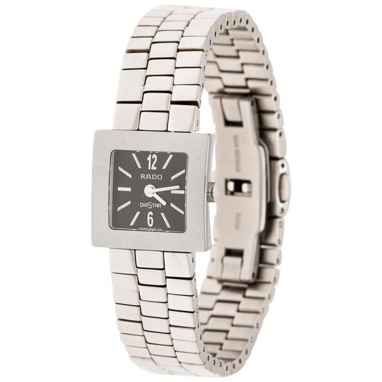 Rado Grey Stainless Steel Carbon Carbide Diastar R18682153 Womens Wristwatch20mm For Sale at 1stDibs