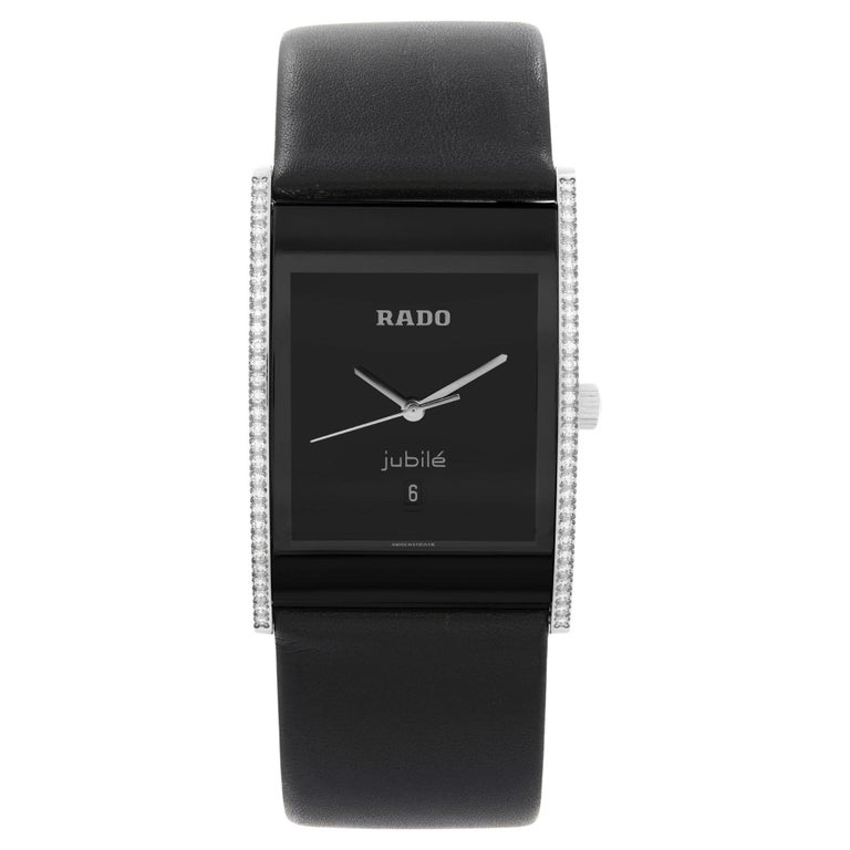 Rado Integral Steel Ceramic Diamond Black Dial Ladies Quartz Watch ...