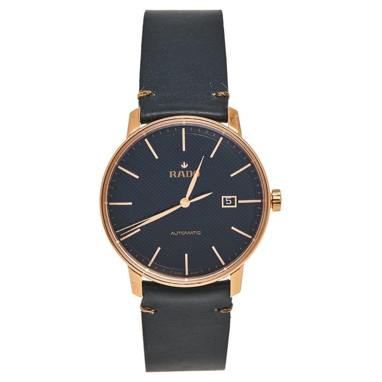Rado Rose Gold Plated Stainless Steel Leather Coupole Men's Wristwatch ...