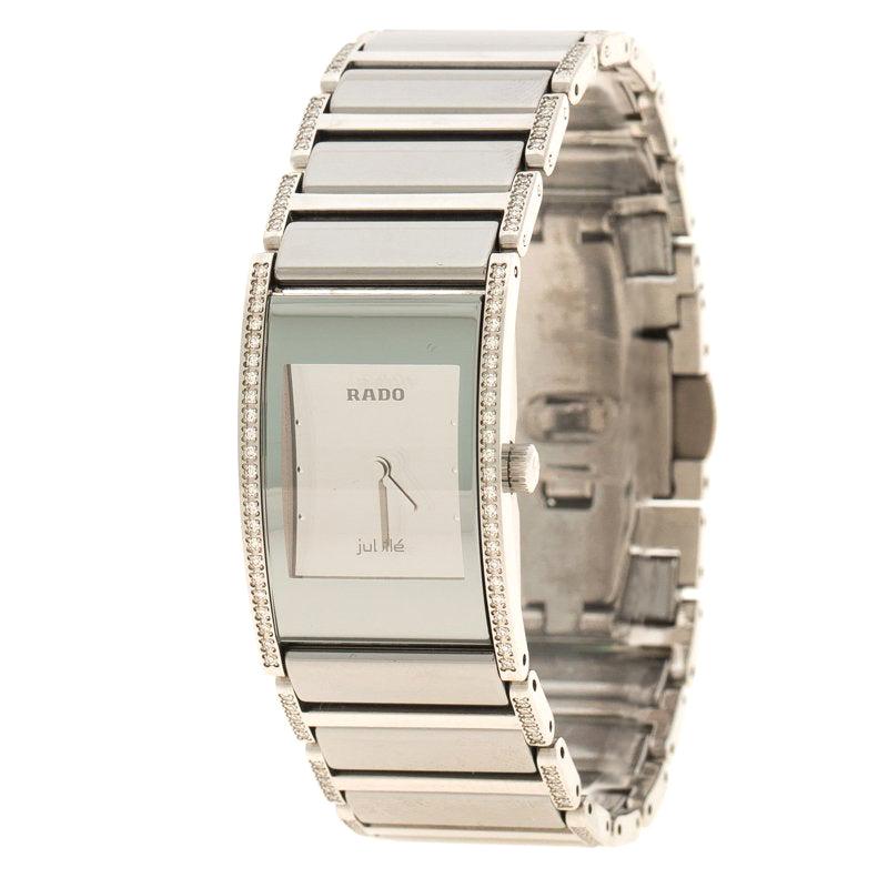 Rado Silver Stainless Steel and Ceramic Diamond Women's Wristwatch 16 ...