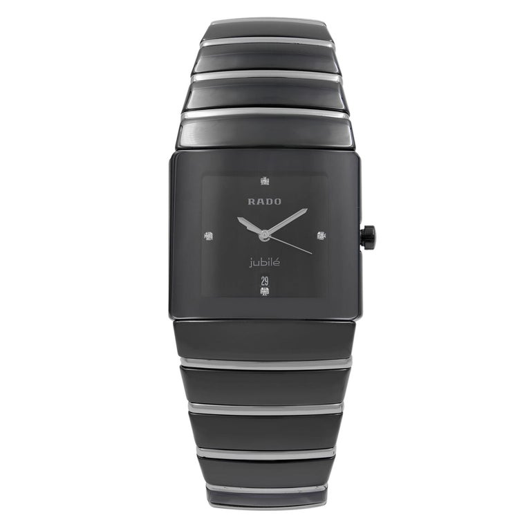 Rado Sintra Jubile Ceramic Black Dial Square Quartz Men's Watch ...