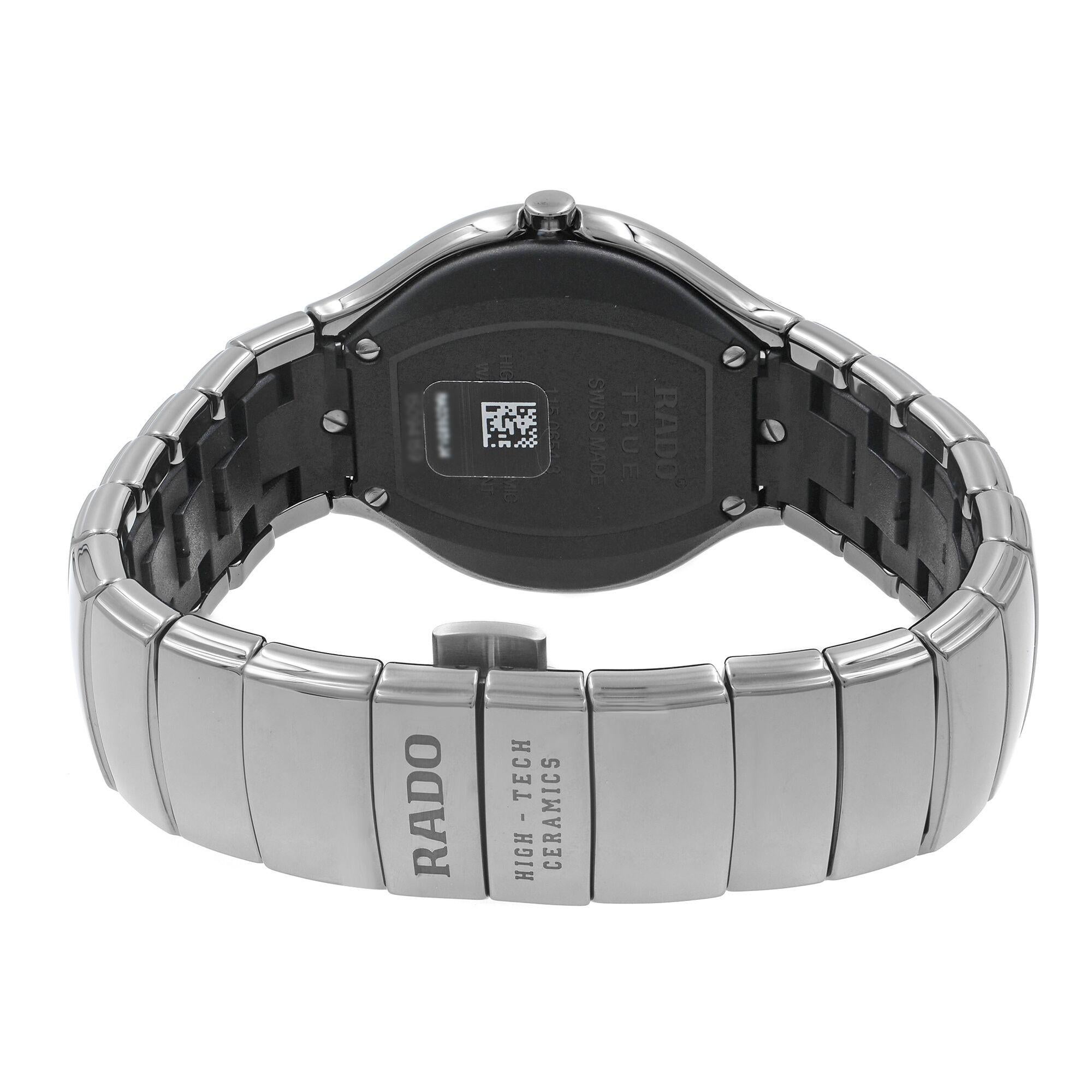 Rado True Ceramic Black Dial Date Men’s Quartz Watch R27654152 at ...