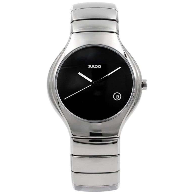 Rado True Ceramic Black Dial Date Men's Quartz Watch R27654152 at 1stDibs