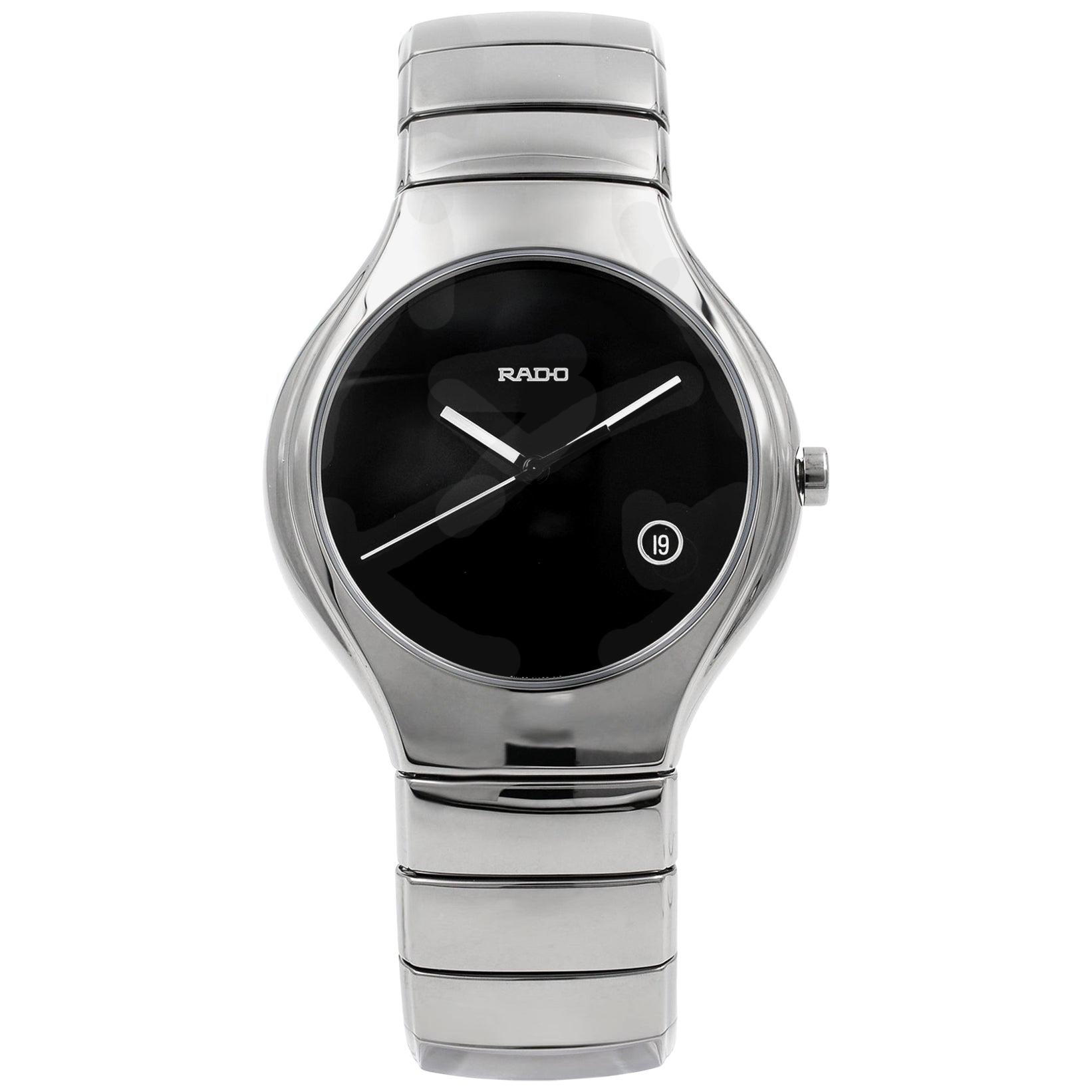 Rado True Ceramic Black Dial Date Men’s Quartz Watch R27654152 at ...