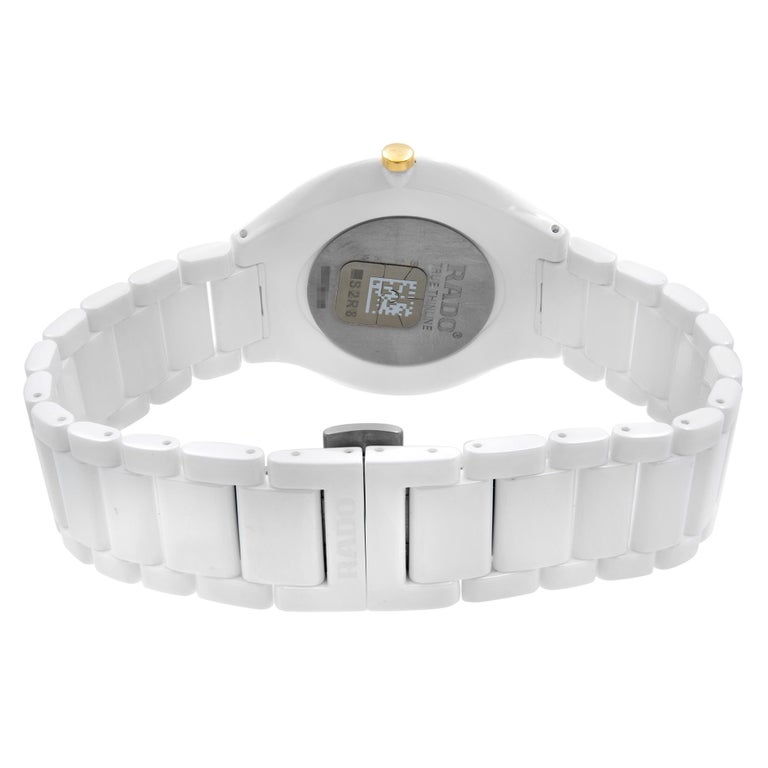 Rado True Thinline Ceramic White Diamond Dial Quartz Unisex Watch ...