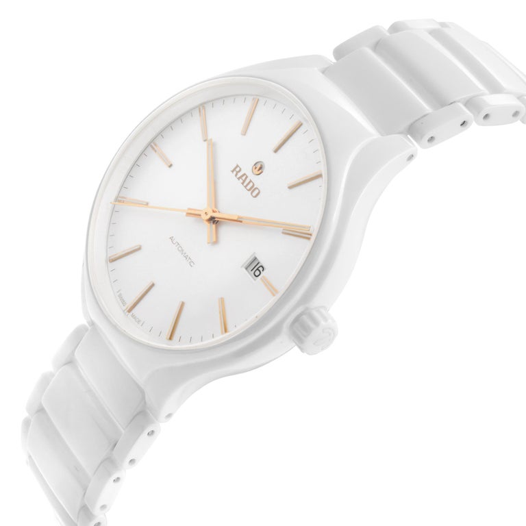 Rado True White High-Tech Ceramic Silver Dial Automatic Unisex Watch ...