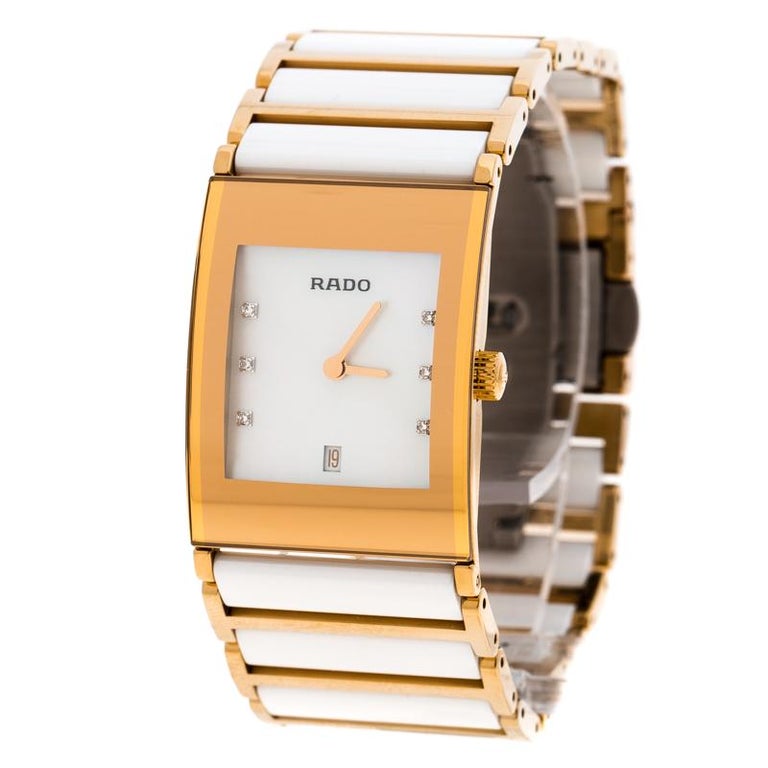 Rado White Mother of Pearl Gold Plated Steel Ceramic Integral Jubile ...
