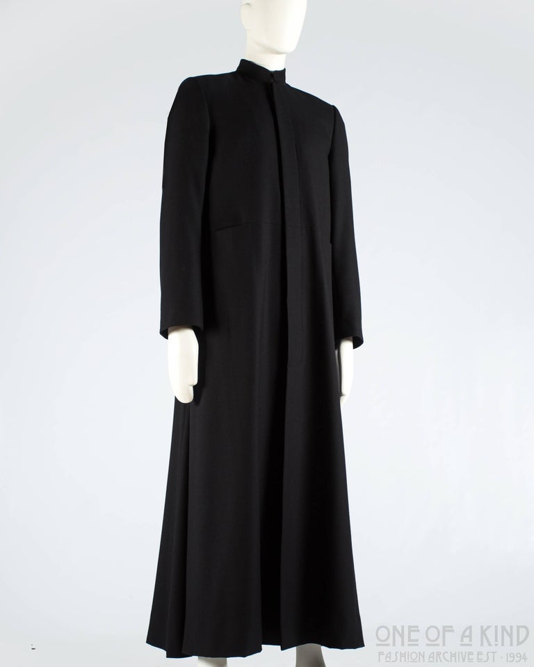 Raf Simons black wool full length button up priest coat, 'confusion' aw ...