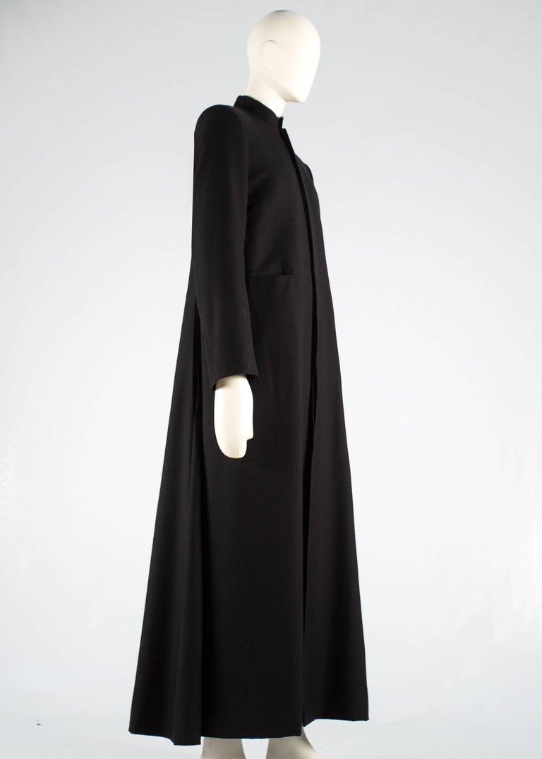 Raf Simons Black Wool Full Length Button Up Priest Coat Confusion Aw