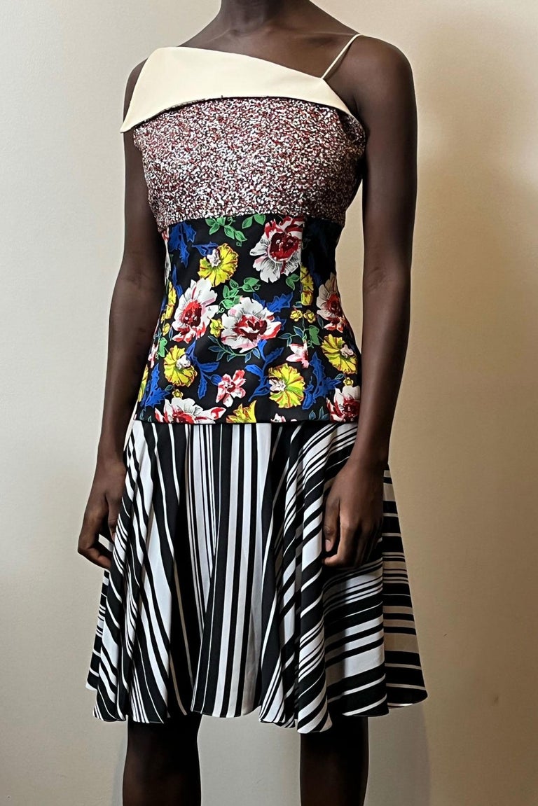Raf Simons for Christian Dior multicolor silk dress For Sale at 1stDibs