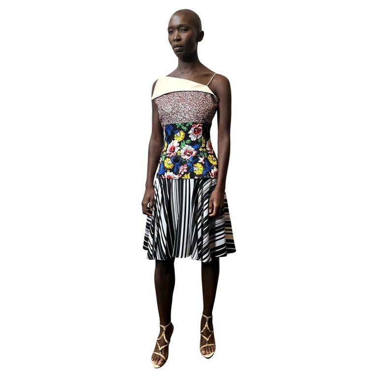 Raf Simons for Christian Dior multicolor silk dress For Sale at 1stDibs