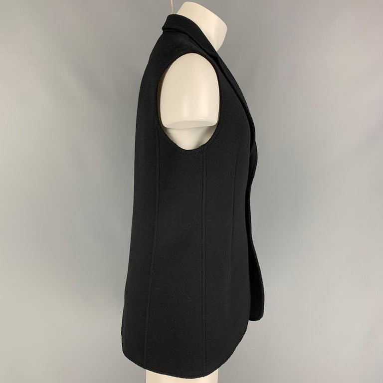 RAF SIMONS Size 40 Black Virgin Wool Notch Lapel Vest For Sale at 1stDibs