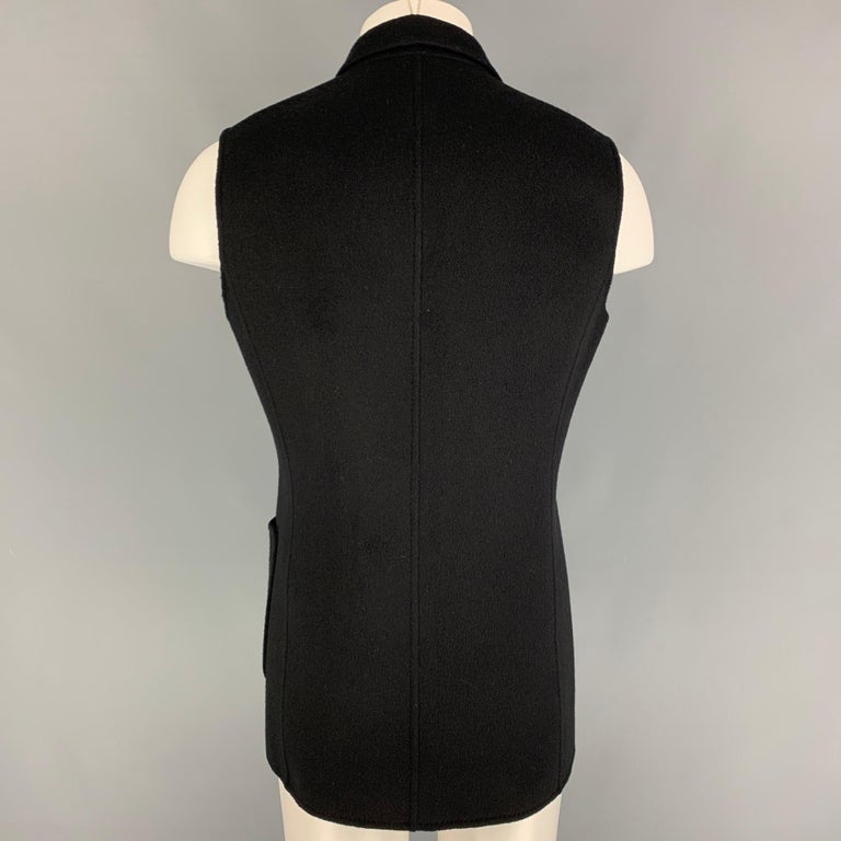 RAF SIMONS Size 40 Black Virgin Wool Notch Lapel Vest For Sale at 1stDibs