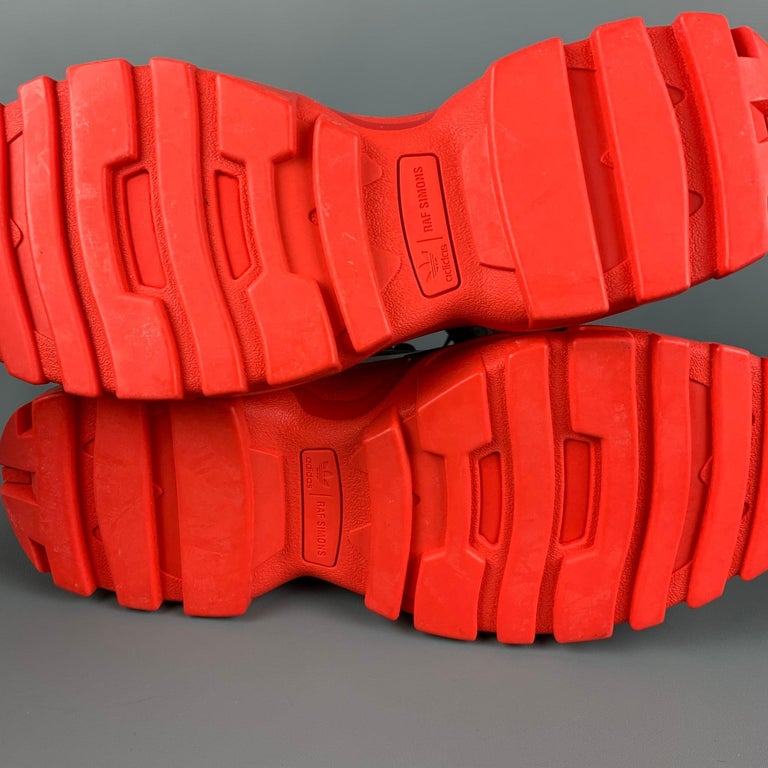 RAF SIMONS x ADIDAS SS 19 Size 9 Black Red Rubber Detroit High Boots ...
