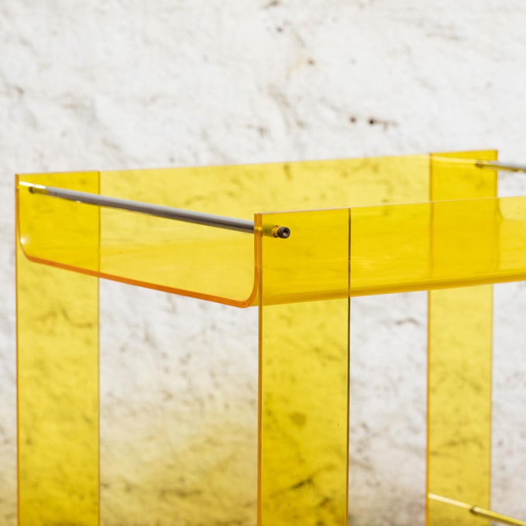 Rafael Carreras Yellow Methacrylate Trolley, circa 1960 For Sale at 1stDibs