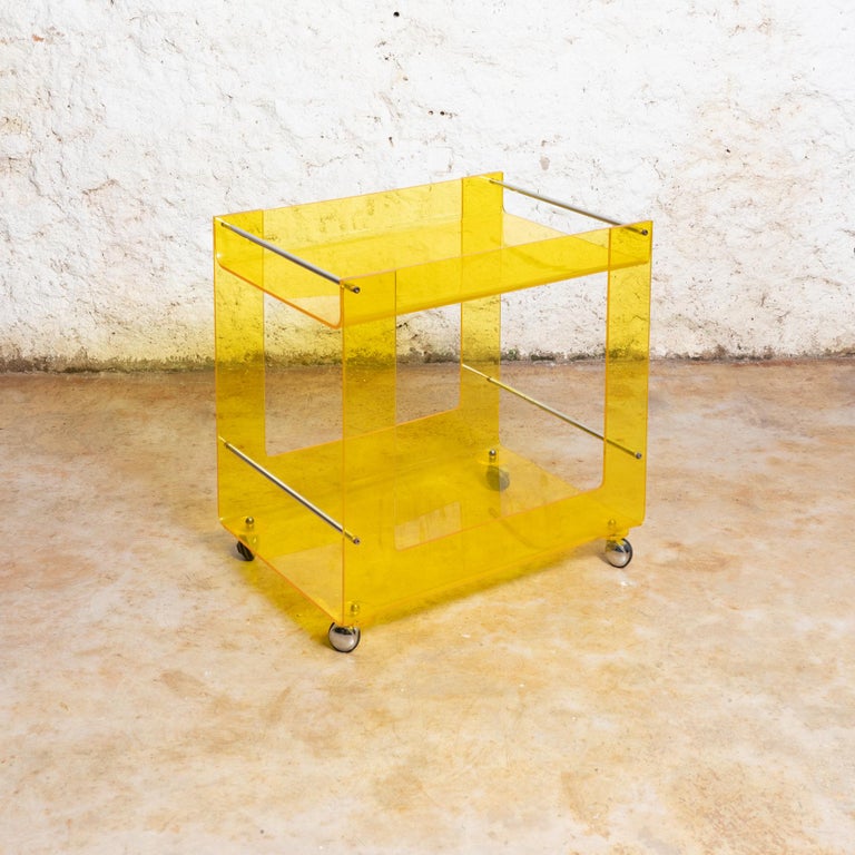 Rafael Carreras Yellow Methacrylate Trolley, circa 1960 For Sale at 1stDibs