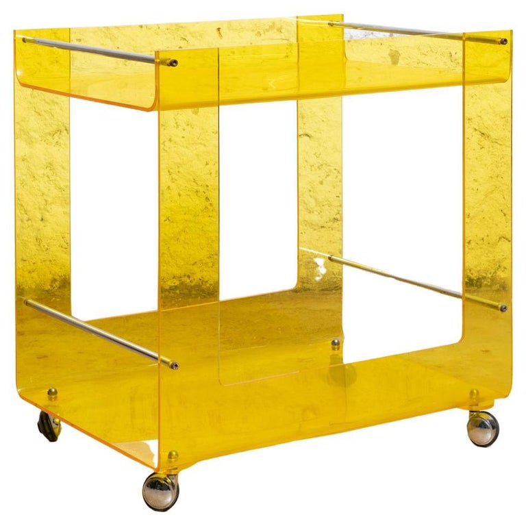 Rafael Carreras Yellow Methacrylate Trolley, circa 1960 For Sale at 1stDibs